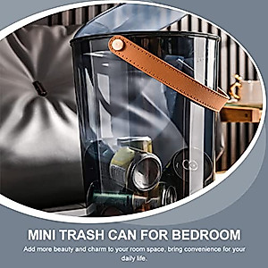 Kitchen Trash can Clear Trash Can Desktop Mini Trash Can Recycle Garbage Can Waste Basket Garbage Container Bins with Lid Handle for Home Office Blue Kitchen