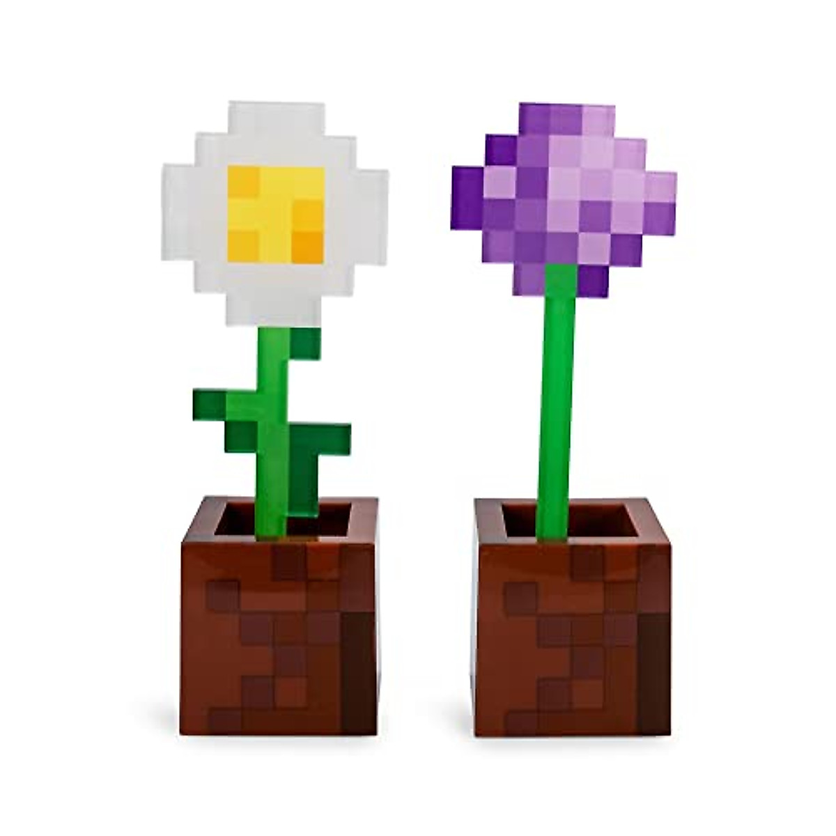 Minecraft Daisy and Allium Flower Pot Mood Lights, Set of 2 | Nightstand Table Lamp with LED Light for Bedroom, Desk, Living Room | Home Decor Room Essentials | Video Game Gifts And Collectibles