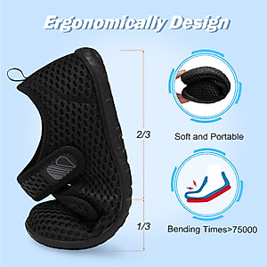 Besroad Women's Diabetic Shoes Extra Wide Orthopedic Walking Shoes with Adjustable Closure Therapeutic Slip-on Shoes for Swollen Feet All Black 7-8 Women/5.5-6 Men