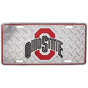 Ohio State University Buckeyes Diamond Metal College License Plate Wall Sign Tag