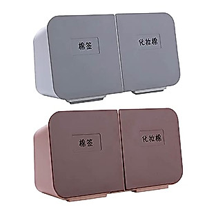 Likense Cotton Swab Storage Box for Cotton Balls,Cotton Swabs, Holder Wall Mount Makeup Pads Storage Canister for Bathroom, Bedroom