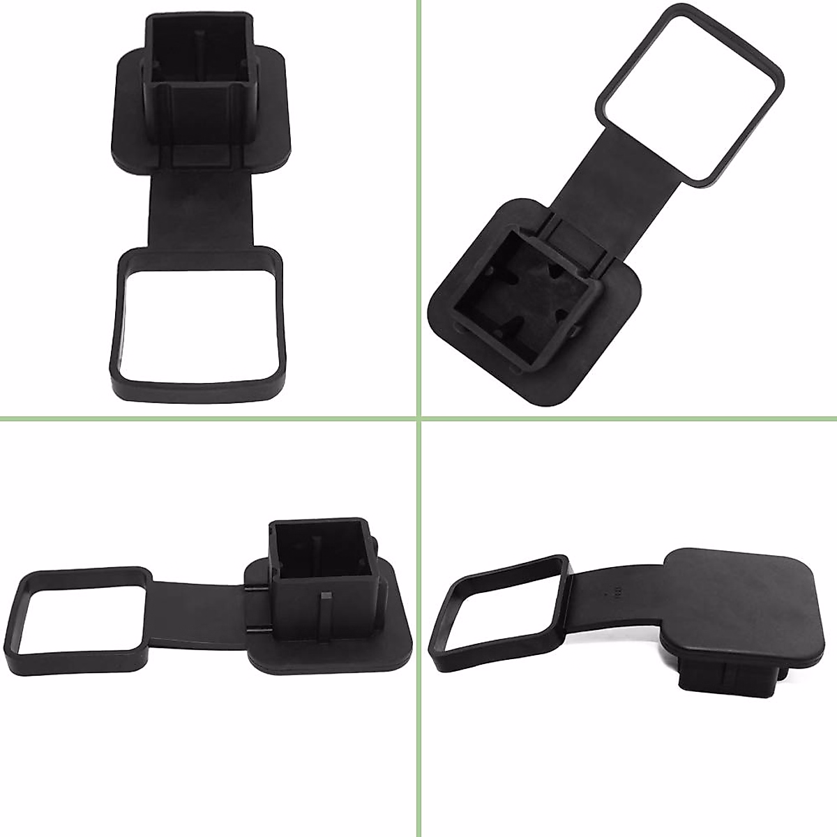 FineGood 2 Pack Rubber Trailer Hitch Covers, Fit for 2 Inches Receiver Tubes Durable Anti-Loss Trailer Hitch Plug Caps-Black