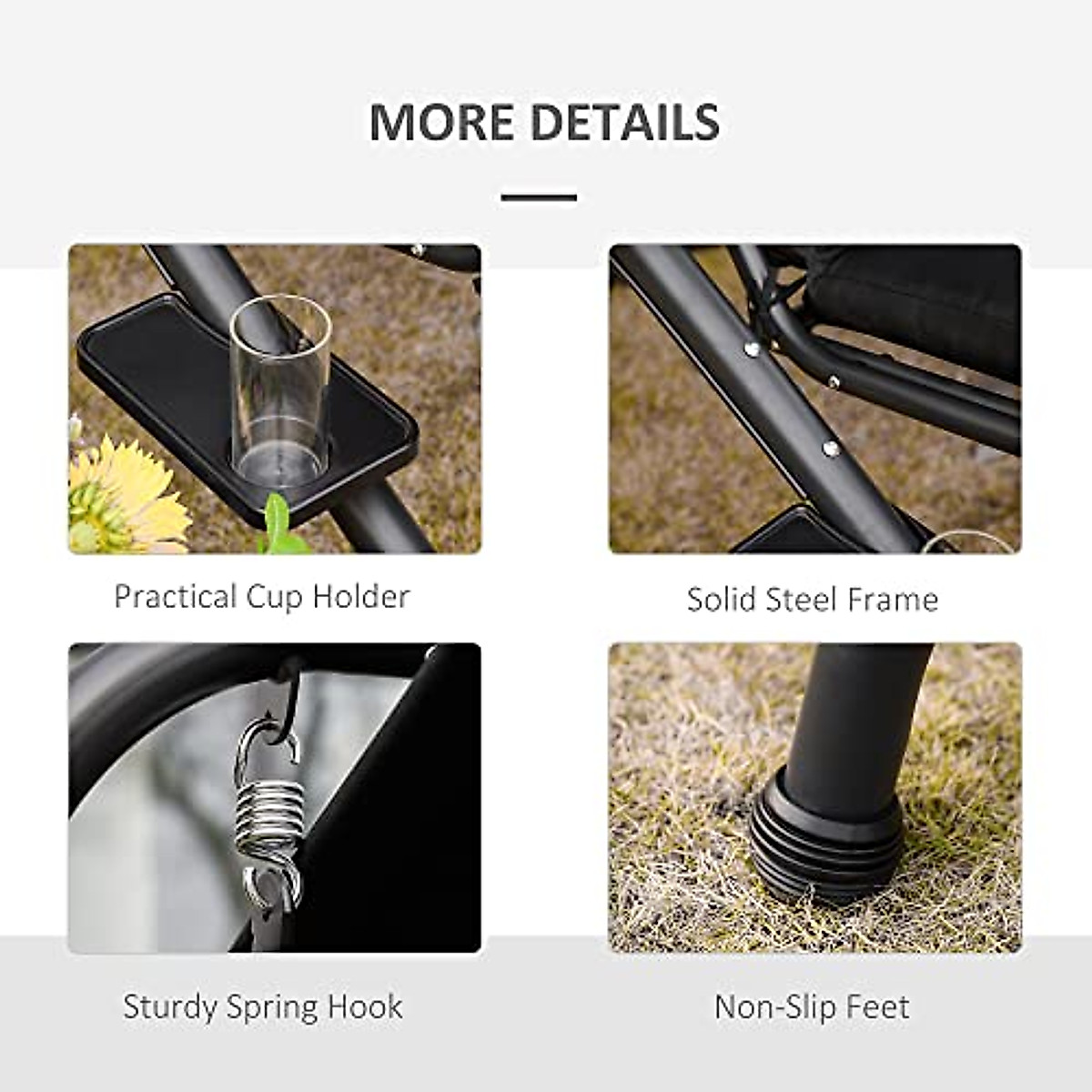 Outsunny Patio Swing Chair with 2 Separate Seats, Outdoor Swing Glider with Removable Canopy and Cup Holders, for Porch, Garden, Poolside, Backyard, Black