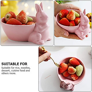 DOITOOL Easter Bunny Candy Dish Ceramic Easter Candy Bowl Snack Serving Bowl Fruit Salad Dessert Bowl Easter Bunny Home Decoration (Random Color)