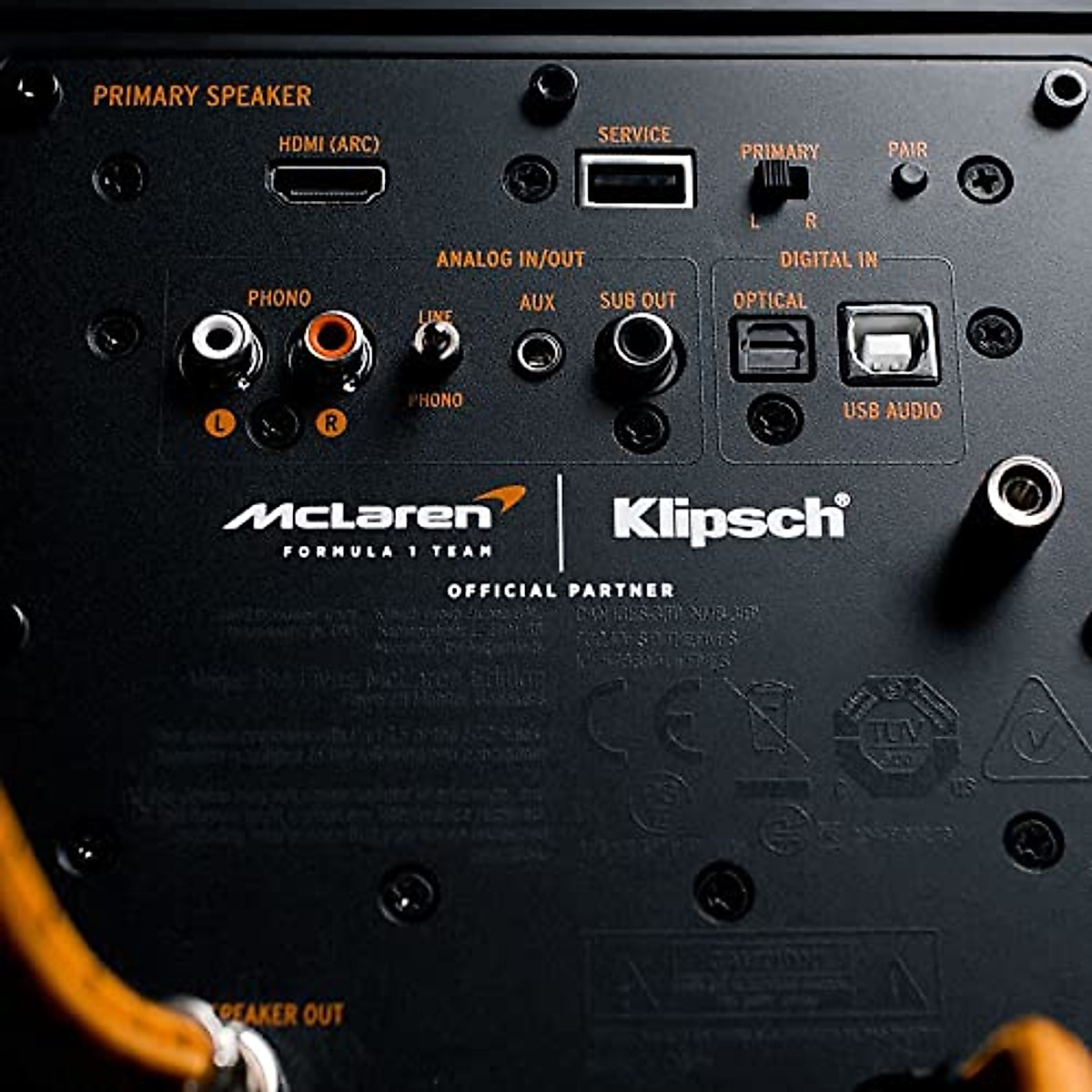Klipsch The Fives Powered Speaker Monitor 2.0 System McLaren Edition with HDMI-ARC, Bluetooth Wireless Connection, 160 Watts Total System Power, and Best-in-Class Cabinet Construction