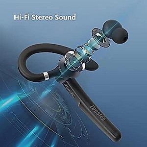 Tonstep Bluetooth Earpiece, Bluetooth Headset with MIC, Trucker Bluetooth Headset 50 Hours with Charging Case, in-Ear Headphones Wireless Earphones for Business,Office and Driving (Black-g1)