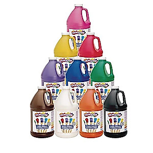 Colorations 1/2 Gallon Simply Washable Tempera Paint, Set of 10 Colors, School Art Supplies, Art Supplies, Craft Projects, Arts and Crafts, Drawing, Coloring