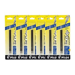 Pilot Better/EasyTouch/Dr Grip Retractable Ballpoint Pen Refills, 0.7mm, Fine Point, Blue Ink, 6 Packs of 2