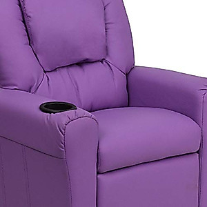 Flash Furniture Vana Contemporary Lavender Vinyl Kids Recliner with Cup Holder and Headrest