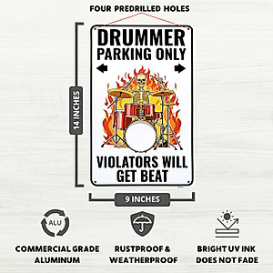 Venicor Drummer Sign - 9 x 14 Inches - Aluminum - Drummer Gifts for Men - Drum Decor Accessories Decorations Stuff