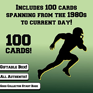 Assorted Set of 100 Football Trading Cards - All New Condition Cards - Perfect Starter Set For Kids, Adults, & Collectors - Potential Superstar and Hall of Fame Cards Available - Retail Packaging