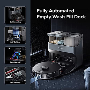 roborock S7 MaxV Ultra Robot Vacuum and Mop, Auto Mop Washing, Self-Emptying, Self-Refilling, ReactiveAI 2.0 Obstacle Avoidance, 5100Pa Suction, App Control, Works with Alexa(RockDock Ultra Series)