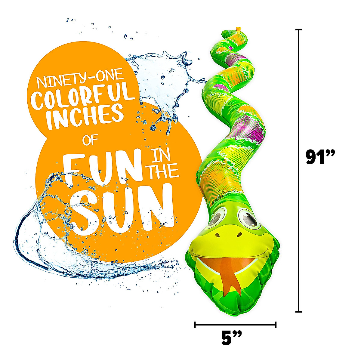 Splashin'kids Outdoor Snake Sprinkler Summer Blast Toddler Water Toys for Children Infants Boys Girls and Kids Perfect Outside Inflatable Water Park for Backyard Fun