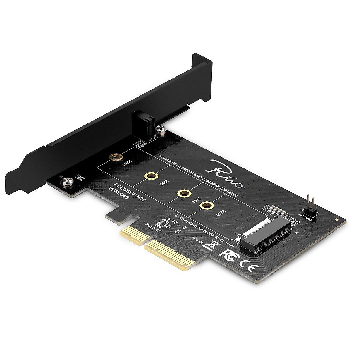 Rivo PCI-E Riser PCIe M.2 PCIe SSD to PCIe Express 3.0 x4 Adapter Card - Supports M2 NGFF PCI-e 3.0, 2.0 or 1.0, NVMe or AHCI, M-Key, 2280, 2260, 2242, 2230 Solid State Drives