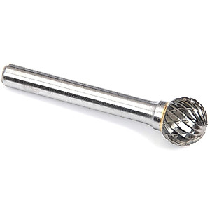 S&F STEAD & FAST Carbide Burr with 1/4” Shank 1/2” Cutter Dia 1/2” Length, Professional Grade Tungsten File, Die Grinder Bit for Metals, Rotary File Ball Shape, Grinding Burr Bit