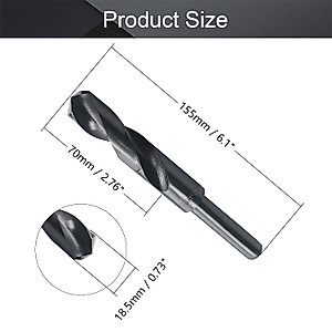 Utoolmart 155mm Length 1/2 inches High-Speed Steel Metal Twist Drill Bit Shank/Retractor Drill Bit Set Tool Straight Shank Rolling Process 18.5mm Drill Bit Diameter