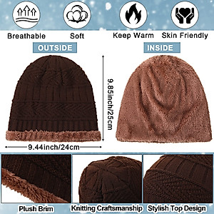 JaGely 6 Pcs Beanie Acrylic Warm Knit Hat Thick Soft Winter Hat Lined Beanie for Women Thermal Hat for Men Snow Retro Stocking Hats for Adult Ski Hike Outdoor Indoor