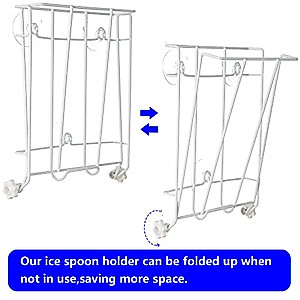 Ice Scoop Holder for Ice Machine, Universal＆Foldable Design, Stainless Steel Heavy Duty Ice Scoop Holder for Commercial,Restaurant,Countertop Ice Maker Freezer Refrigerator Kitchen