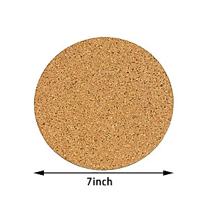 YF-ANEN 7 Inch Cork Tripod, Thermal Pad, Round Cork Board for Kitchen, Dining Table, Pots and Pans, Plants, Craft Tea Insulation Pads (Set of 6)