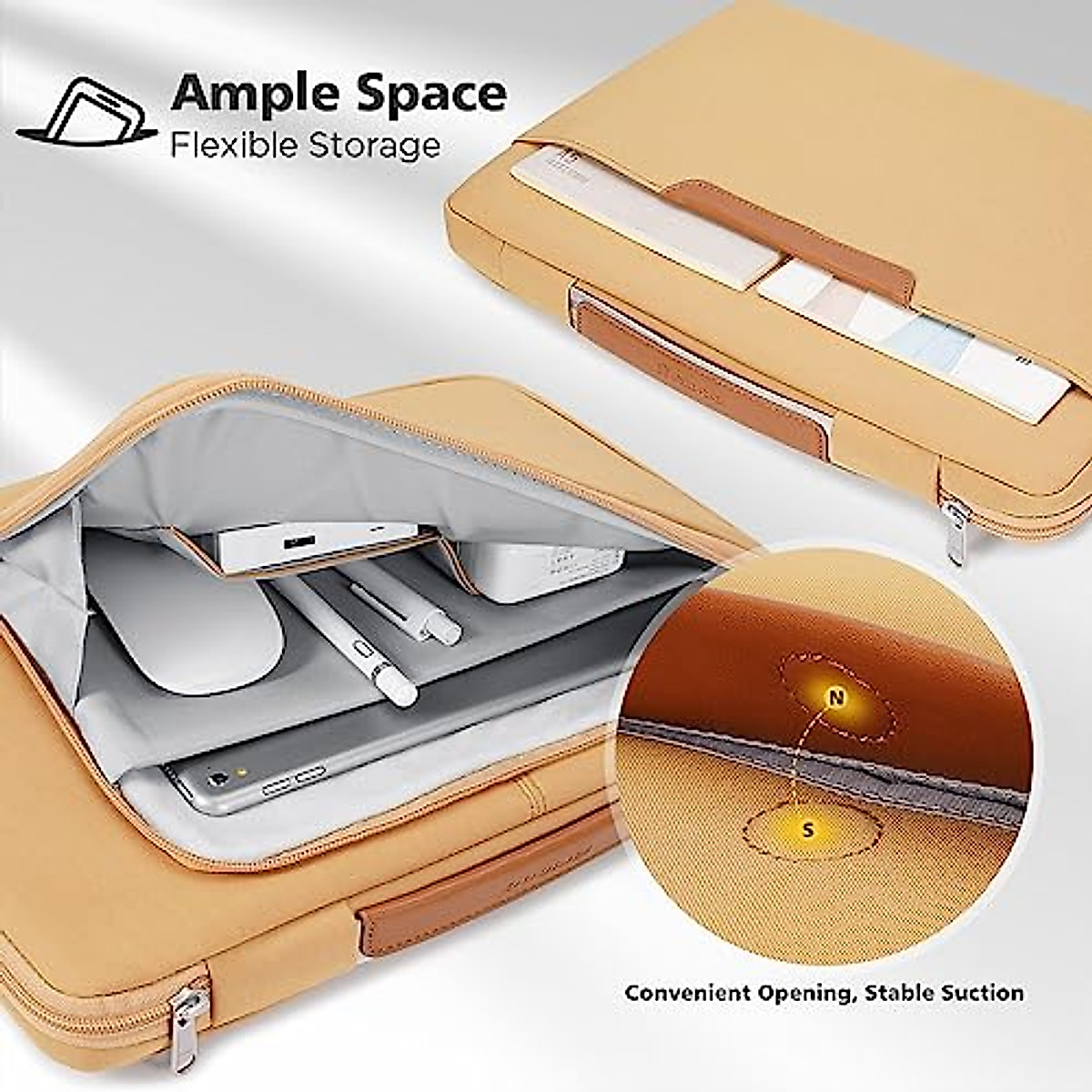 NIDOO 16-15.6 inch Laptop Sleeve Protective Handbag Shoulder Bag for 16" MacBook Pro M1 M2 Pro MAX / 15.6" Lenovo ThinkPad E15 L15 T15 Gen 2/16" ThinkPad T16 / Yoga 7i / HP ENVY Laptop 16, Yellow