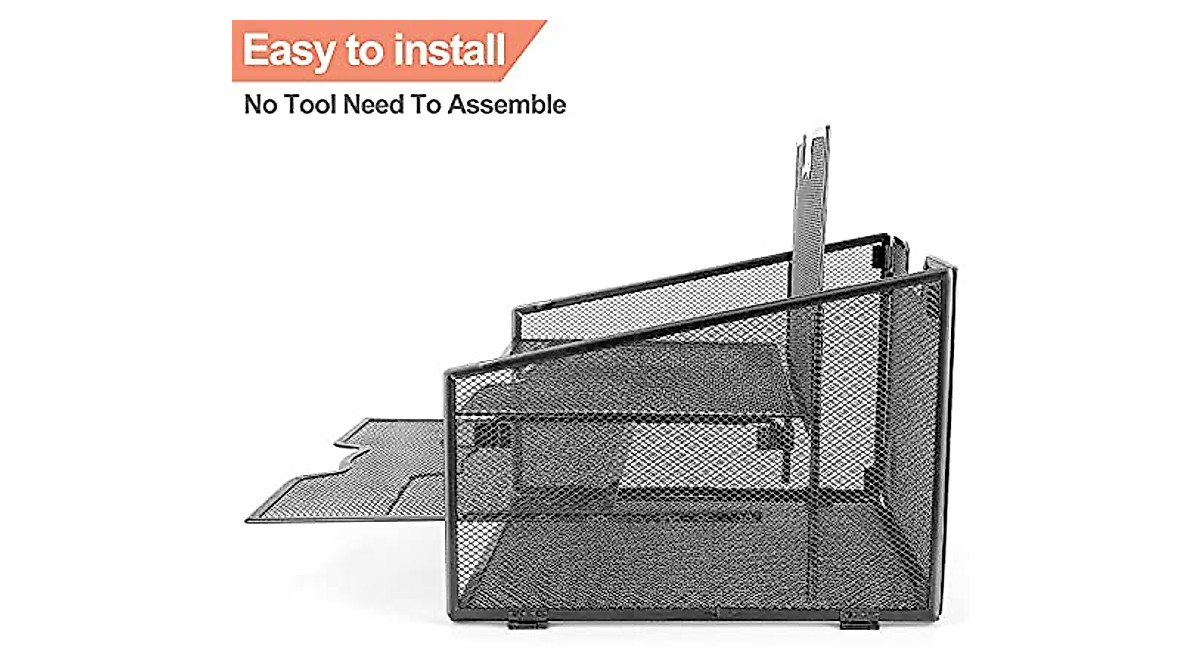 ProAid Mesh Desk & Paper Organizer - 3 Trays & File Section