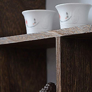 PIBM Stylish Simplicity Shelf Wall Mounted Floating Rack Shelves Solid Wood Retro Lattice Back Hook Multi-Layer Multifunction Environmental Protection, Brown , 56x12x56cm