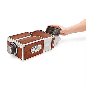 Shentesel Smart Phone Projector Mini DIY Cardboard Home Cinema Theater Vintage Portable - Coffee