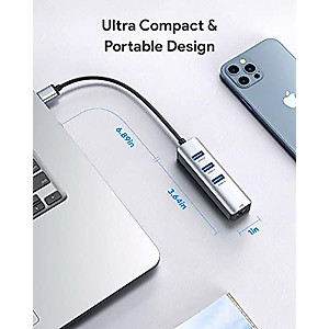 USB 3.0 to Ethernet Adapter,ABLEWE 3-Port USB 3.0 Hub with RJ45 10/100/1000 Gigabit Ethernet Adapter Support Windows 10,8.1,Mac OS, Surface Pro,Linux,Chromebook and More