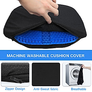 SUPTEMPO Gel Seat Cushion, Office Chair Cushion, Double Thick Breathable Honeycomb Design with 2 Non-Slip Cover, Cooling seat Cushion for Home Office Computer Desk Wheelchair to Relief Sciatica Pain