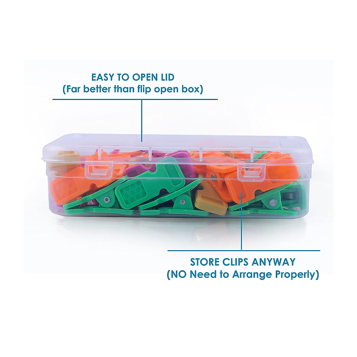 WEWEL Plastic Laundry Clothespins for Hanging Clothes 36 Pack, Multipurpose Windproof Cloth Clips, Indoor Outdoor Heavy Duty Cloth Pegs for Hanging Clothes, with Delux Storage Box