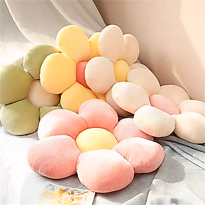 ELONEL flower pillow, flower shaped throw pillow butt cushion flower floor pillow, office seat cushion, tatami car cushion cute room decoration and living room sofa cushion (14.9inch, Cream)
