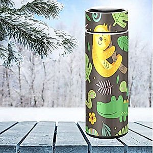 CaTaKu Hawaii Sloth Animals Water Bottle Insulated 16 oz Stainless Steel Flask Thermos Bottle for Coffee Water Drink Reusable Wide Mouth Vacuum Travel Mug Cup