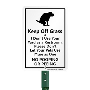 SmartSign "Keep Off Grass" Funny Dog Poop Sign for Lawn | 21” Tall Stake & Sign Kit
