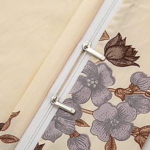 ERZRGA Queen Duvet Cover Flower, 100% Cotton Chic Flower Bedding Sets Queen 3 Pieces Garden Vintage Style Floral Queen Duvet Cover, 1 Duvet Cover and 2 Pillowcases with Zipper Closure (Flower, Queen)