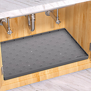 Sdpeia Under Sink Mat for [22" x 22"] Cabinet, Upgraded Silicone Waterproof Mat Kitchen Cabinet Liner Cabinet Protector Kitchen Organizers and Storage