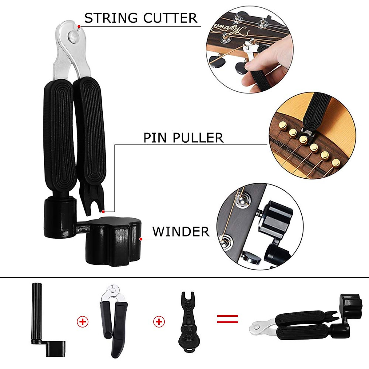 LOMEVE Guitar Accessories Kit Include Acoustic Strings, Tuner, Capo, 3-in-1 Restring Tool, Picks, Pick Holder, Bridge Pins, Nuts & Saddles, Finger Protector, Chord Chart (58PCS)