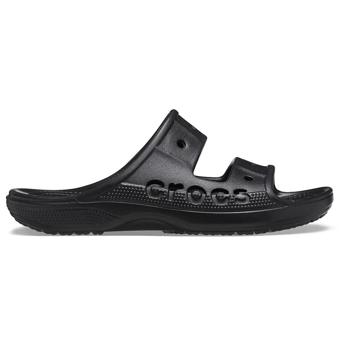 Crocs Unisex Men's and Women's Baya Two-Strap Slide Sandals, Black, Numeric_12 US