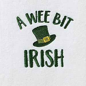 SKL Home St. Patrick's Day A Wee Bit Irish Hand Towel Set, 26" x 15", White