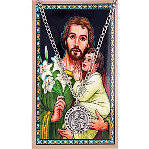 St Joseph Prayer Card With Medal Christian Pendant Charm Patron Saint Catholic