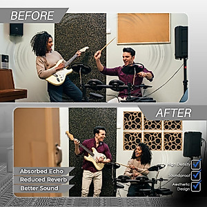 Arrowzoom 4 Diffuse PRO Acoustic Wooden Panel Absorb Sound Recording Studio High-Density Noise Reduction Fire Retardant Euroclass E NRC 0.64 up to 5000Hz Scattering Range 12 X 12 X 2 IN SD1247