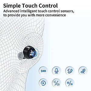 Waterproof Wireless Earbuds, WSHDZ Bluetooth Earbuds with 36H Playtime Touch Control Deep Bass Stereo in-Ear Headphones Built in Mic Headset for Sport (Black)