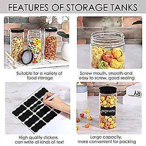 OUSHINAN Plastic Jars with Screw On Lids, Pen and Labels Refillable Empty Round Slime Cosmetics Containers for Storing Dry Food, Makeup, Slime, Honey Jam, Cream, Butter, Lotion… (18PCS 16OZ Black)