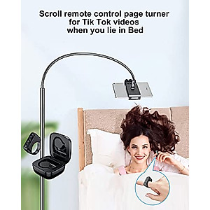 TIK Tok Remote Control, Tiktok Button Wireless Scrolling Ring Bluetooth Control Page Turner with Charging Case Compatible with iOS/Android (Black)