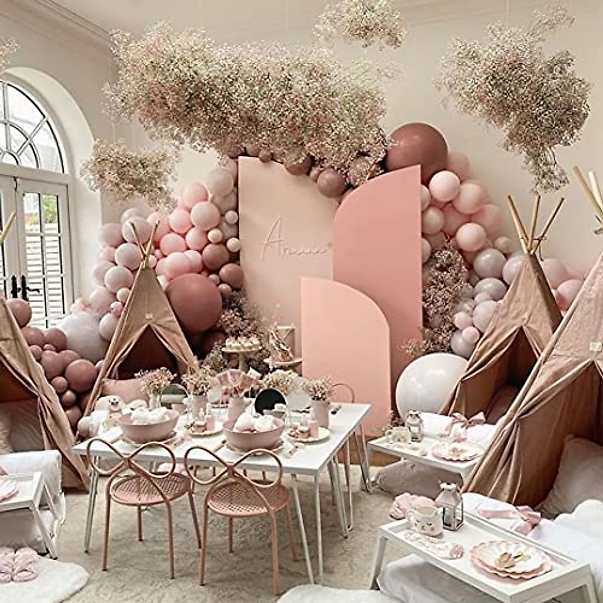 Blush Dusty Pink Balloon Garland Matte Latex Nude Pink Balloons Double-Stuffed Retro Pink Balloon Arch Kit For Party Wedding Baby Shower Graduation Birthday Decoration