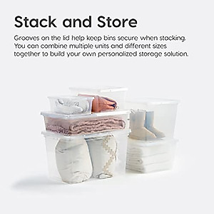 IRIS USA 36 Quart Plastic Storage Bin Tote Organizing Container with Latching Lid, Stackable and Nestable, Clear, 4 Pack