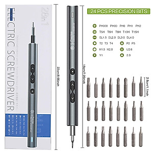 Carperipher 28-in-1 Mini Cordless Electric Screwdriver, Tri-Angle Head, Aluminum, LED Light, Magnetizer, Rechargeable, Electronics Item, Furniture Assembly, Watch Repair Kit with 24 Bits