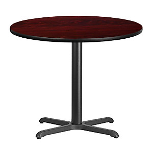 Flash Furniture Graniss 36'' Round Mahogany Laminate Table Top with 30'' x 30'' Table Height Base
