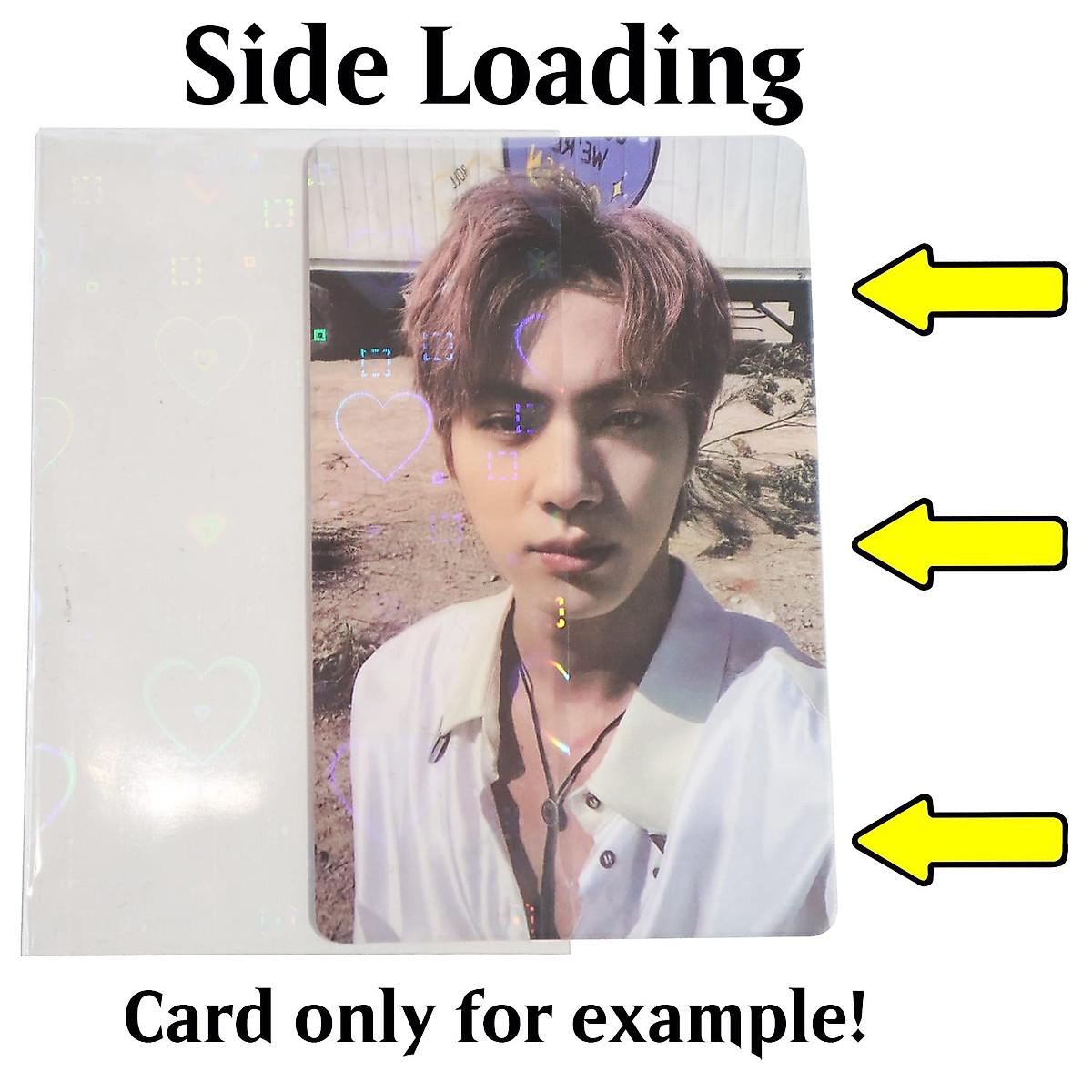 Black Lotus 100pcs/Lot Love Heart-Shape Laser Flashing Card Sleeves Trading Cards Film Magic Kpop Card Protector Holographic Foil Protective Cover (58x89mm)