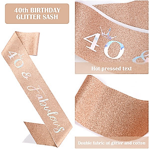 40th Birthday Sash & Rhinestone Crown Kit- Happy 40th Birthday Gifts Women 40th birthday decorations women (AB rose gold)