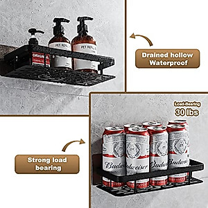 FEOYOAGO 2 Pack Shower Caddy Bathroom Shelf, No Drilling Traceless Adhesive Bathroom Storage Organizer, SUS304 Rustproof Food Storage Basket, 2-in-1 Kitchen Spice Racks